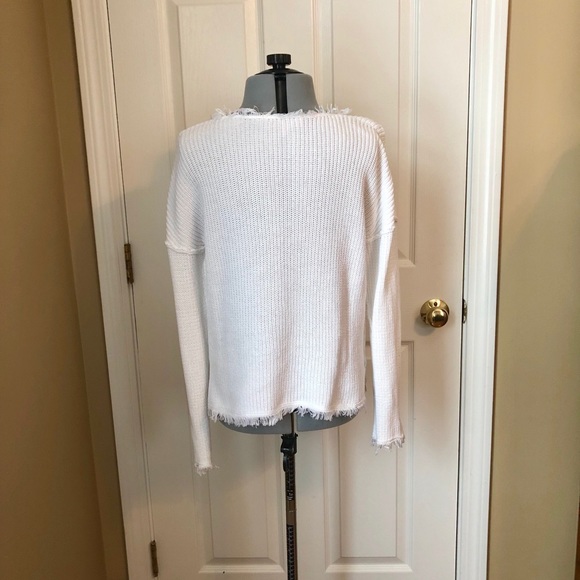 Philosophy | Sweaters | Philosophy White Frayed Edge Sweater Size Xs ...
